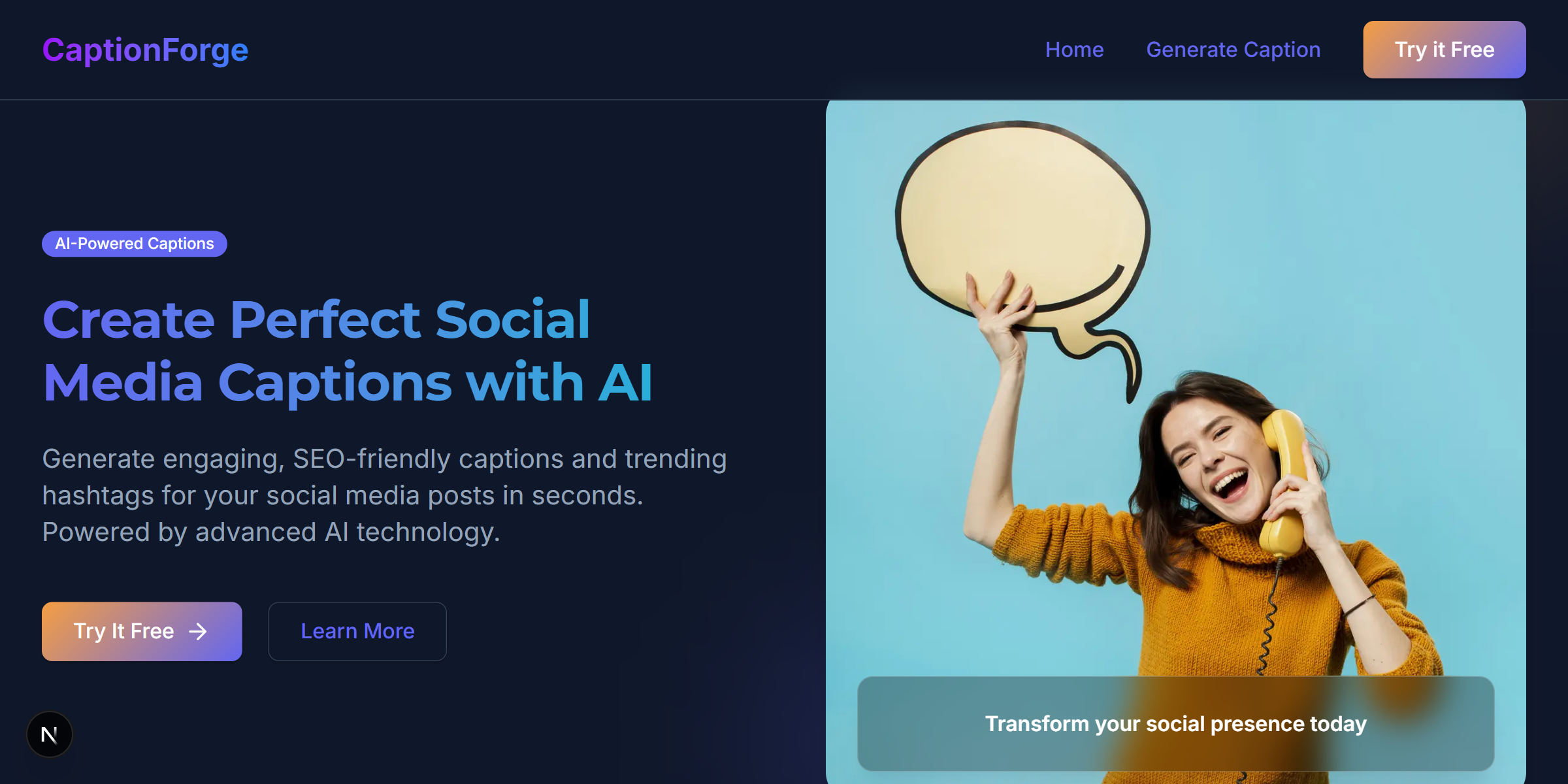 CaptionForge - AI Social Media Caption Generator - AI-powered SaaS that ...